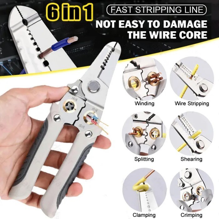 Jual Produk Tang Potong 6 in 1 Wire Stripping Crimping Pliers ...