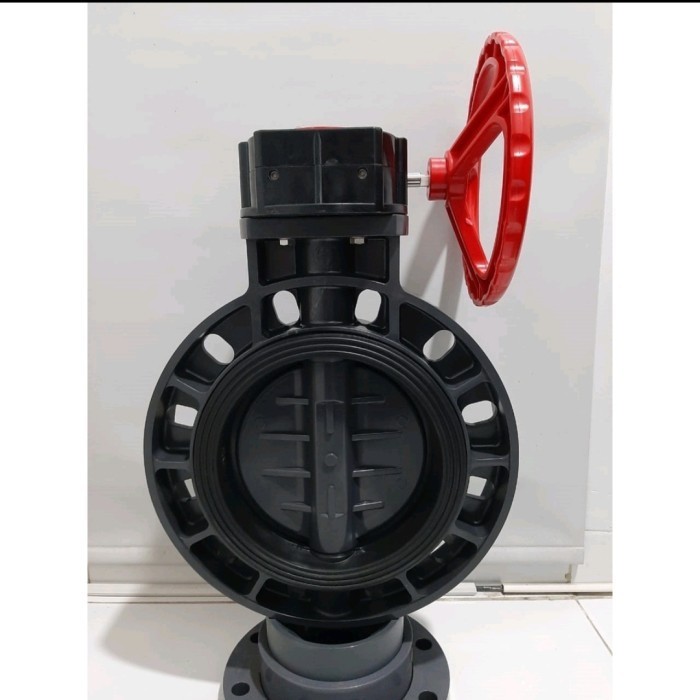 Jual BUTTERFLY VALVE PVC 8 INCH DN200 W/ GEAR HANDLE FITTING PVC PIPA ...