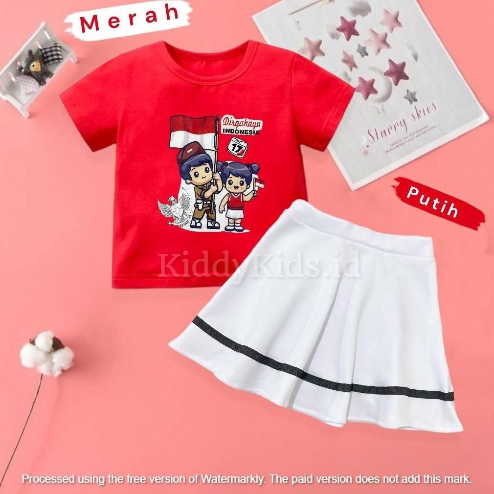 Jual dgf-4 Setelan Merah Putih Anak Perempuan Edisi Kemerdekaan Republik Indonesia Bahan Scuba ...