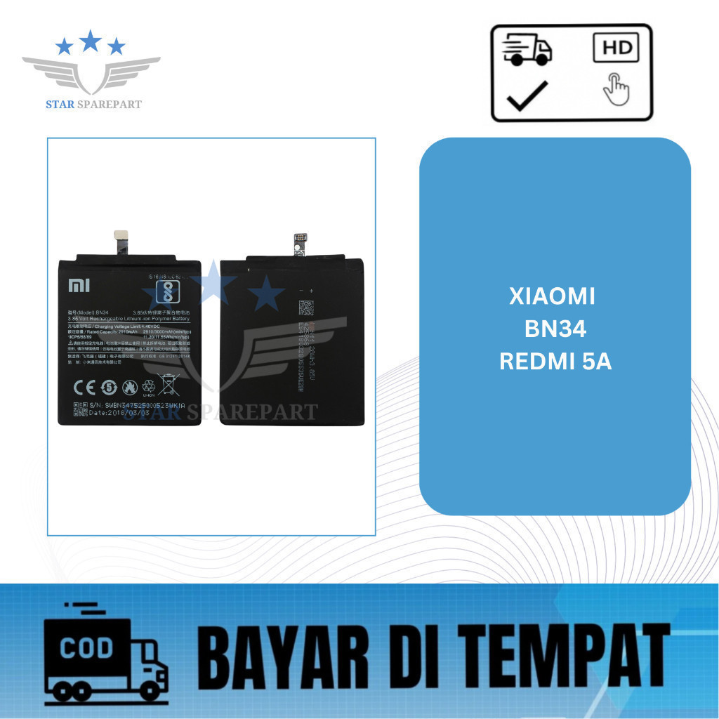 Jual BATERAI XIAOMI BN34 / REDMI 5A / BATRE / BATTERE / BATTERY ...
