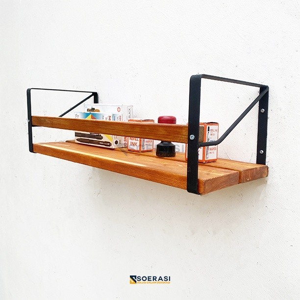 Jual Rak Dinding Tempel Gantung Ruang Kerja Kantor Ambalan Susun Kayu ...