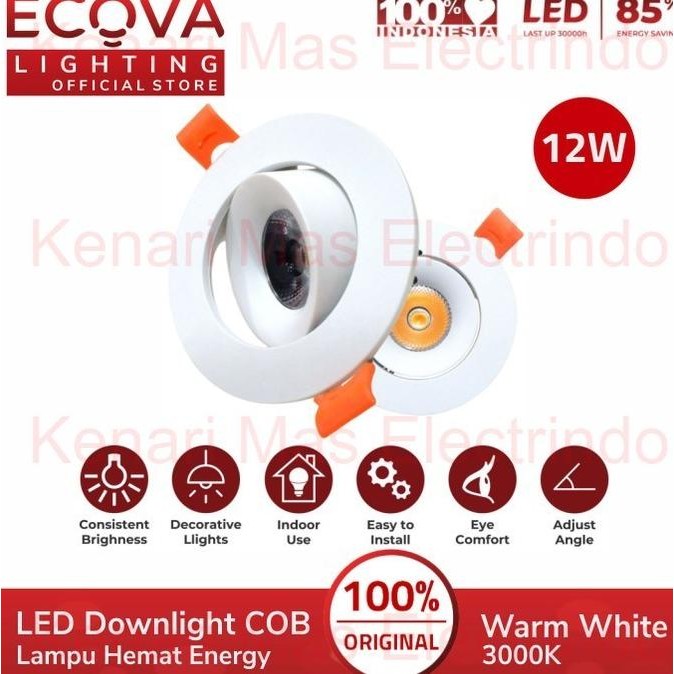 Jual ECOVA Lampu LED Downlight COB 12W Sorot Spotlight 12 Watt | Shopee Indonesia