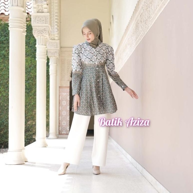 Jual rwe-45 Tunik Batik Modern Wanita Motif ParangAyu by Batik Aziza ...
