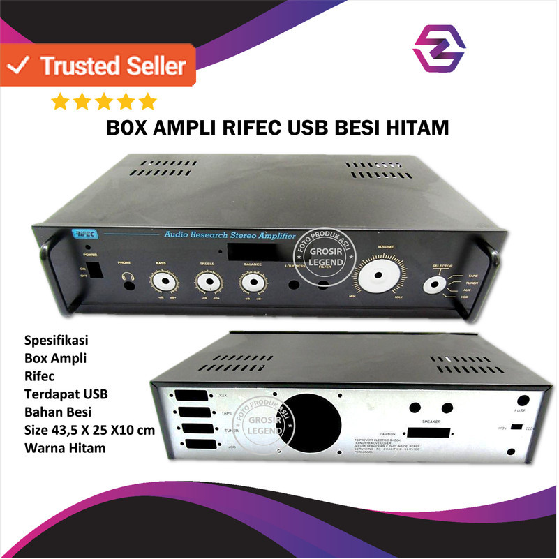 Jual BOX AMPLI RIFEC USB BESI HITAM, 43.5X25X10 CM | Shopee Indonesia