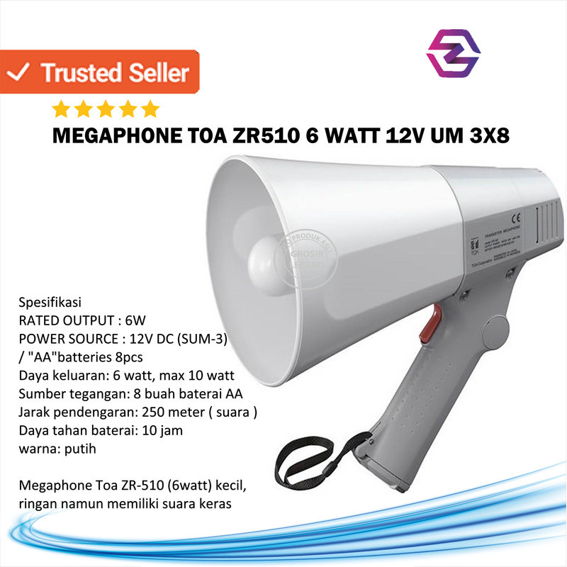 Jual Megaphone TOA ZR510 6 Watt 12v UM 3x8 Tanpa Sirine | Shopee Indonesia