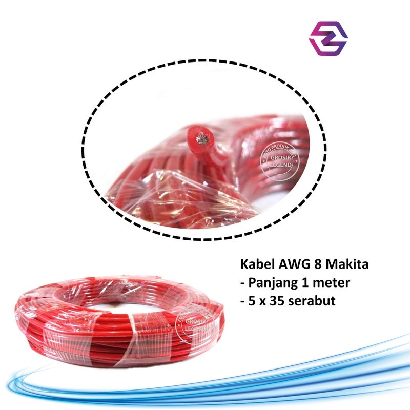 Jual Kabel setrum kabel audio 8.5x35 AWG 8 Makita 1 meter | Shopee ...