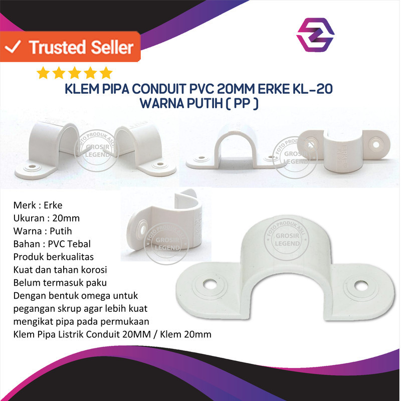 Jual Klem Pipa Listrik Klem Pipa Conduit PVC Clamp Pipa 20mm Erke ...