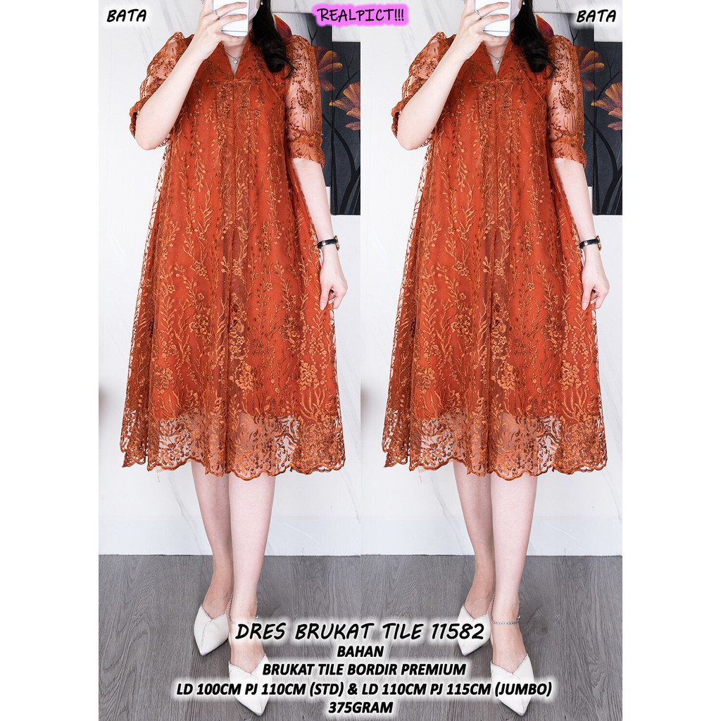 Jual DRES BRUKAT TILE 11582 (READY STOK) | Shopee Indonesia