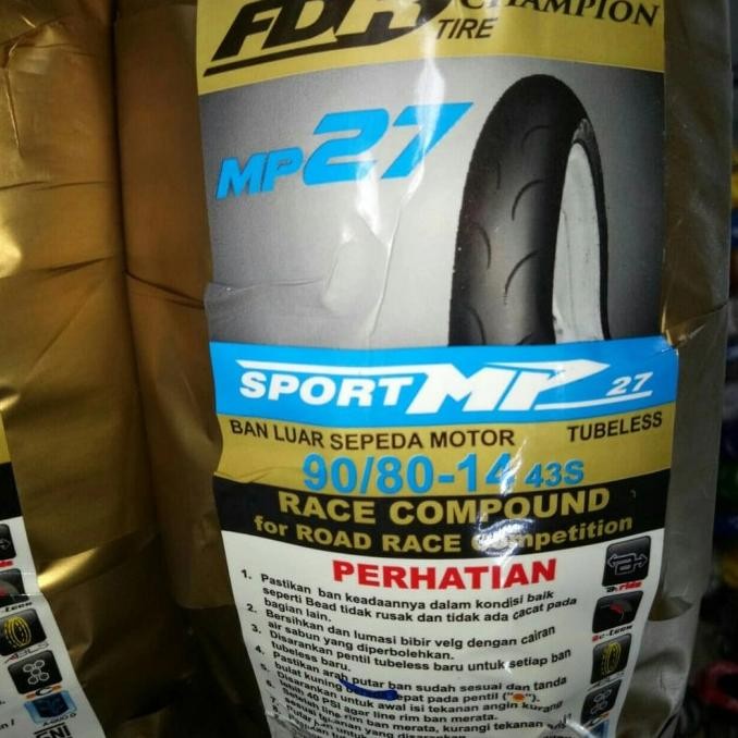 Jual Ban Tubles Fdr Mp 27 Soft Coumpond Race Cornering Balap 90/80-14 ...