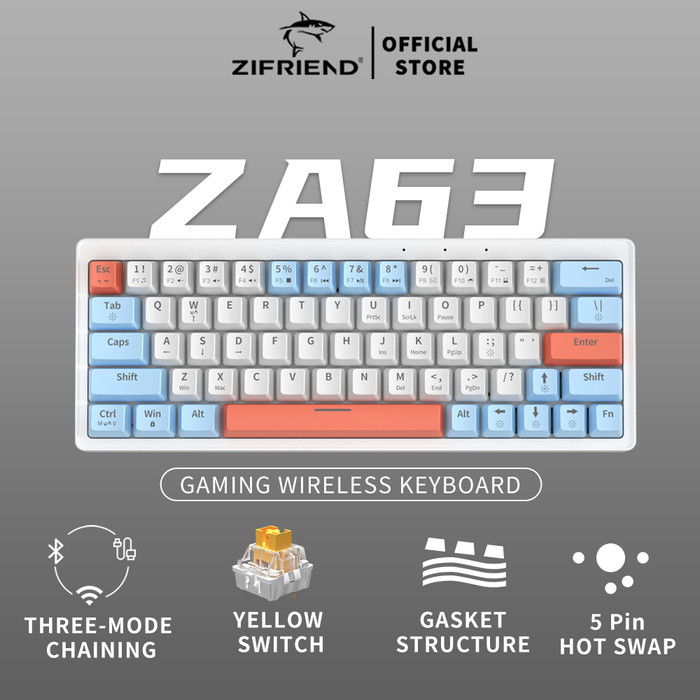 Jual Zifriend Za63 63 Keys Hotswap Wireless Mechanical Keyboard 3 Modes ...