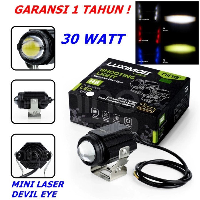 Jual Terlaris!! Lampu Led Mini D2 Laser Nine Luximos R8 2Warna + Devil ...