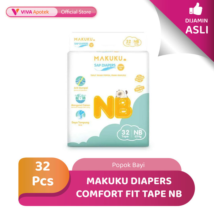 Jual Makuku Diapers Comfort Fit Tape NB (32 Pcs) | Shopee Indonesia