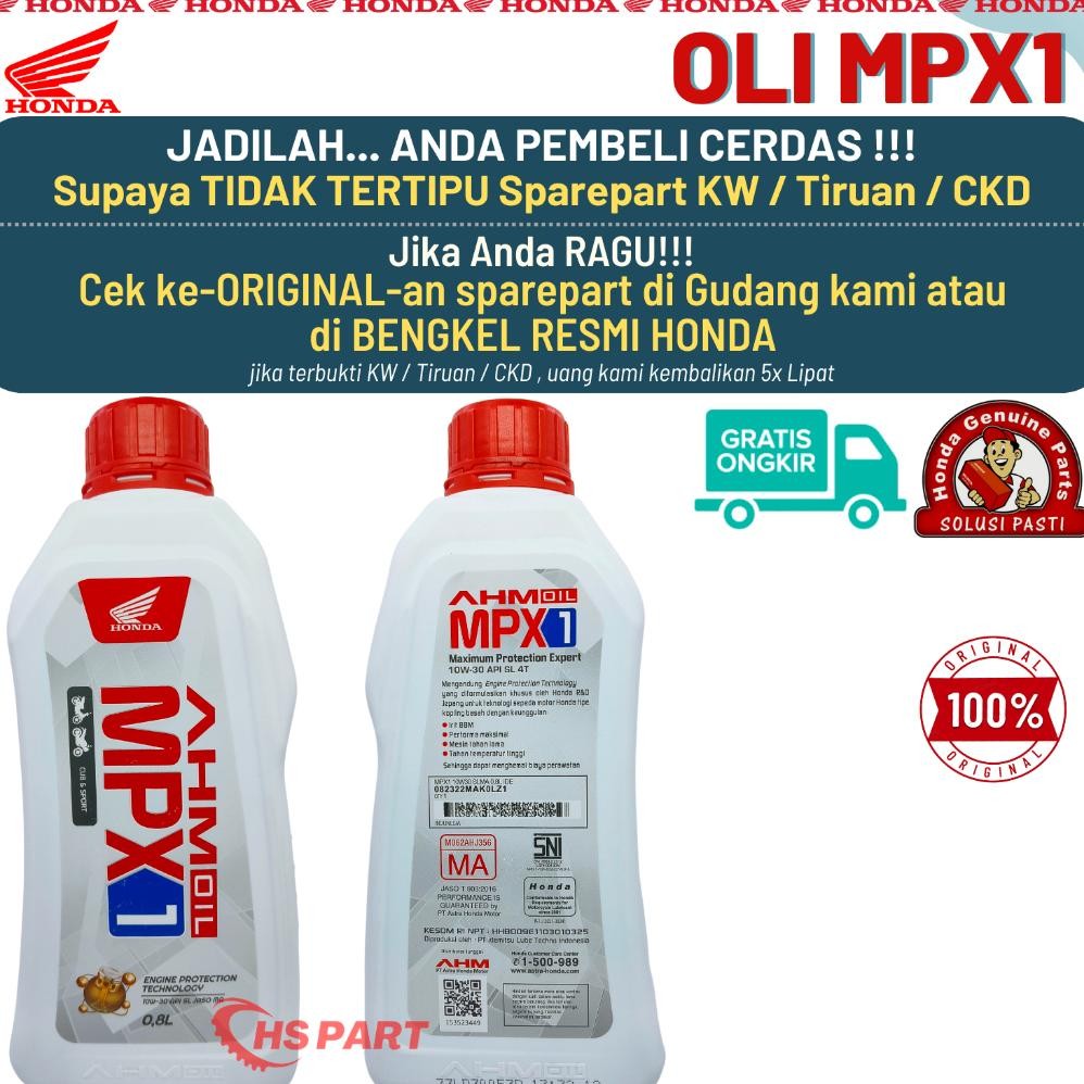 Jual Oli MPX 1 800ml Original 100% AHM Honda Genuine Parts | Shopee Indonesia