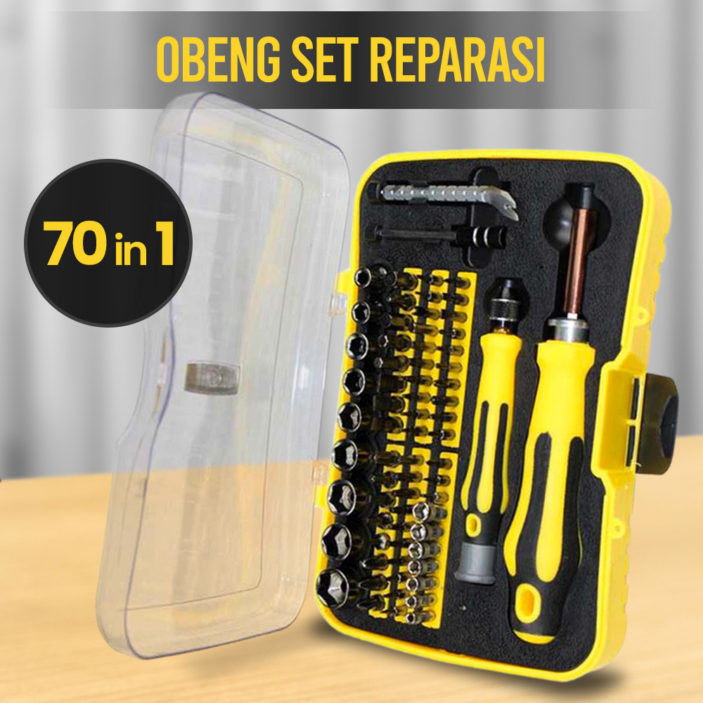 Jual Obeng Set Reparasi Professional Repair Tool 70 in 1 - 6092 - Kuning | Obeng Reparasi ...