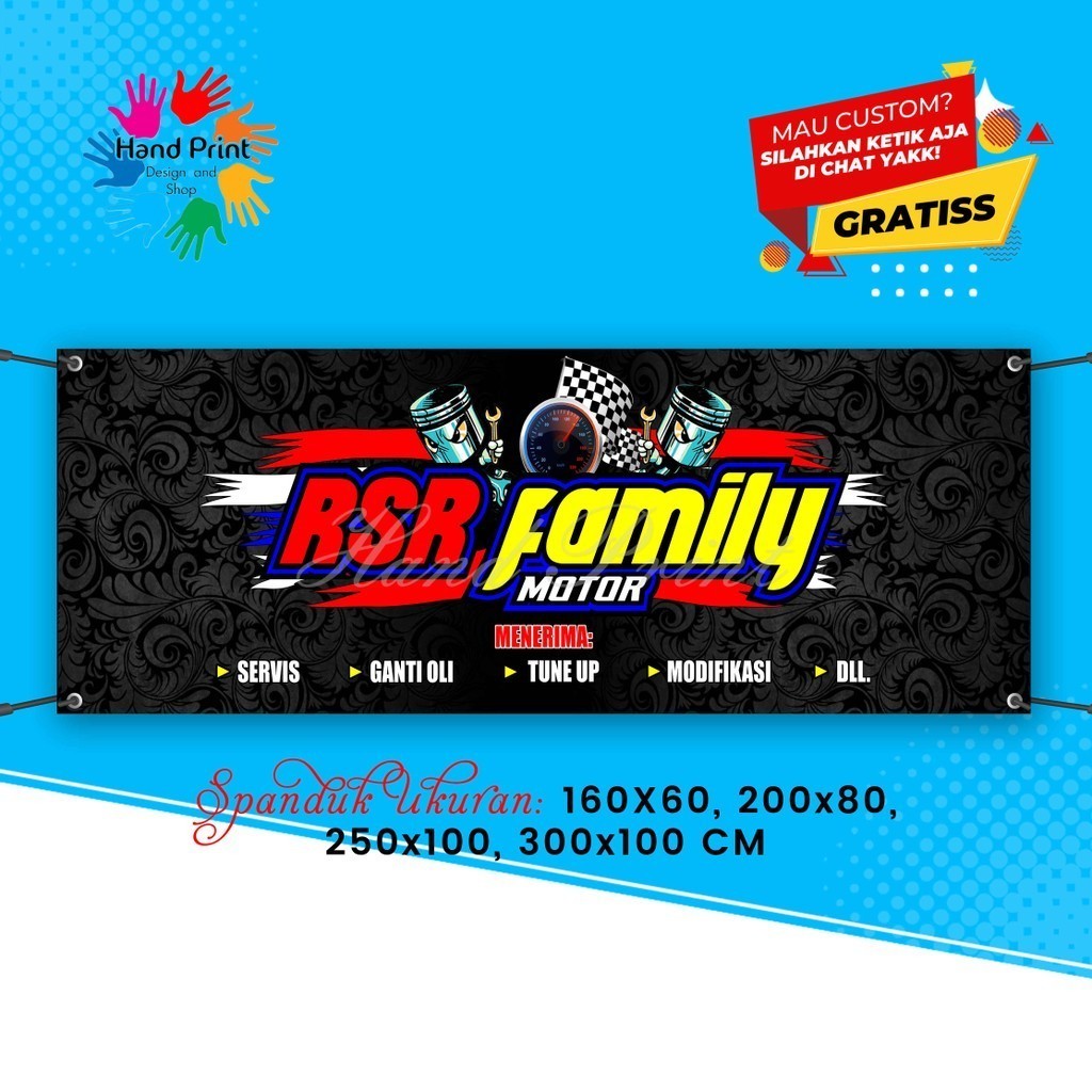 Jual SPANDUK BANNER Bengkel Racing Hitam MMT Spanduk Custom 300x100CM ...