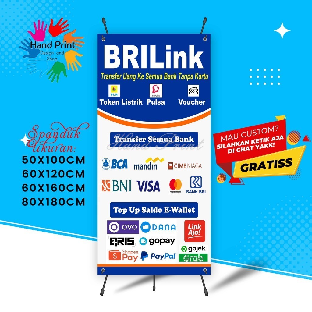 Jual Cetak Spanduk Banner Bri link Atm Mini Konter MMT Spanduk Custom ...