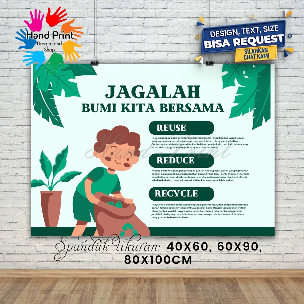 Jual Cetak Spanduk Banner MMT Menjaga kebersihan Bumi 100x80cm Bisa ...