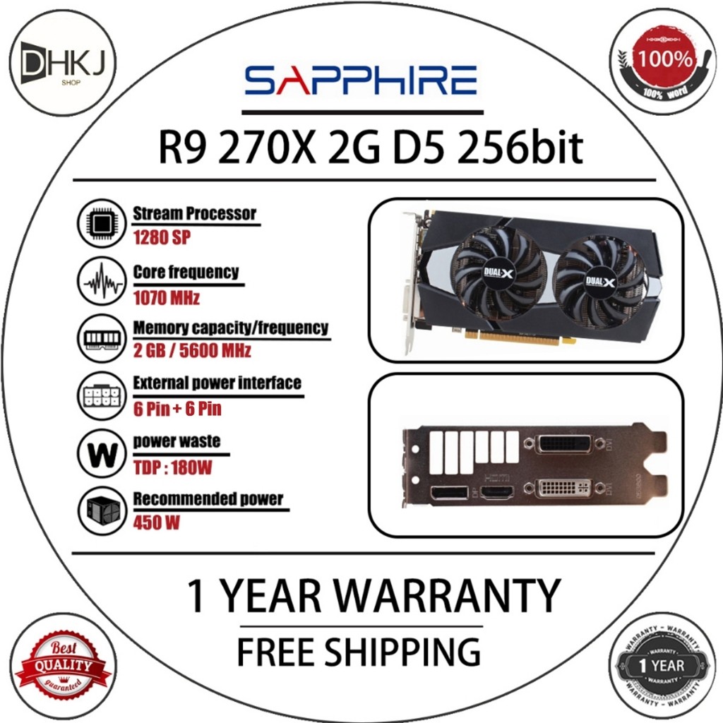 Jual Sapphire R9 270X 2GB GDDR5 OC Kartu Video 256bit AMD Radeon R9 ...