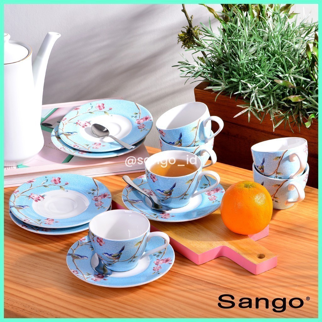 Jual SANGO Set Cangkir Keramik Blossom Blue Bird (Isi 12) Hampers ...