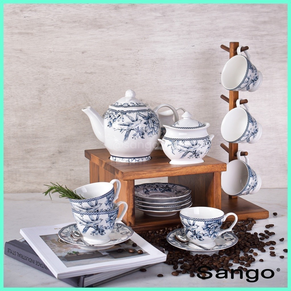 Jual Sango Bundling Rak Cangkir, Set Cangkir Adelaide Blue (Isi 8 ...