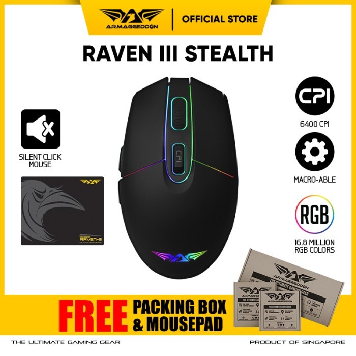 Jual Armaggeddon Rgb Gaming Mouse Raven Iii Stealth / Silent ...