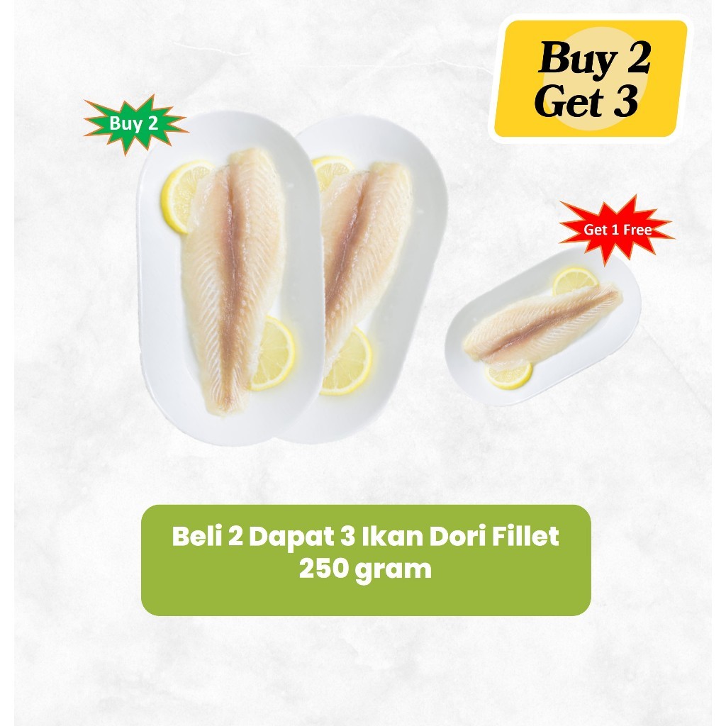 Jual Buy 2 Get 3 Ikan Dori Fillet 250 gram | Shopee Indonesia
