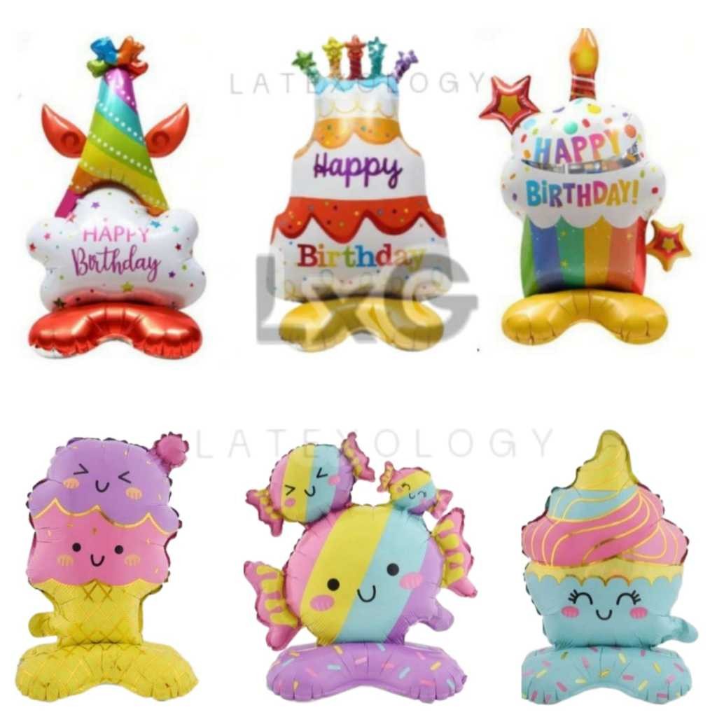 Jual Balon Foil Standing/Duduk Ulang Tahun/ Happy Birthday: Cake, Sweet ...
