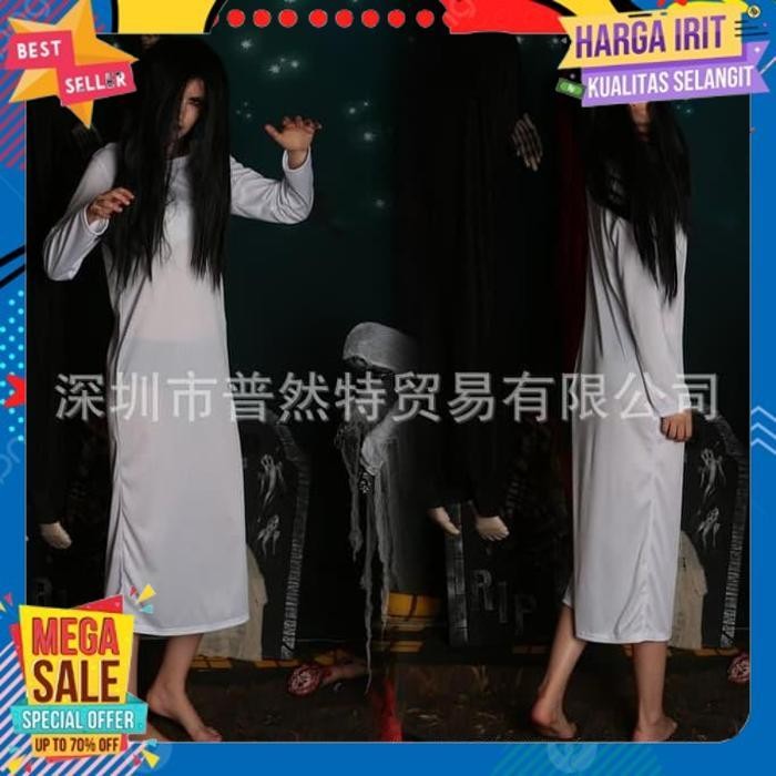 Jual TREND CC-47 KOSTUM SADAKO COSPLAY COSTUME HALLOWEEN HANTU SETAN ...