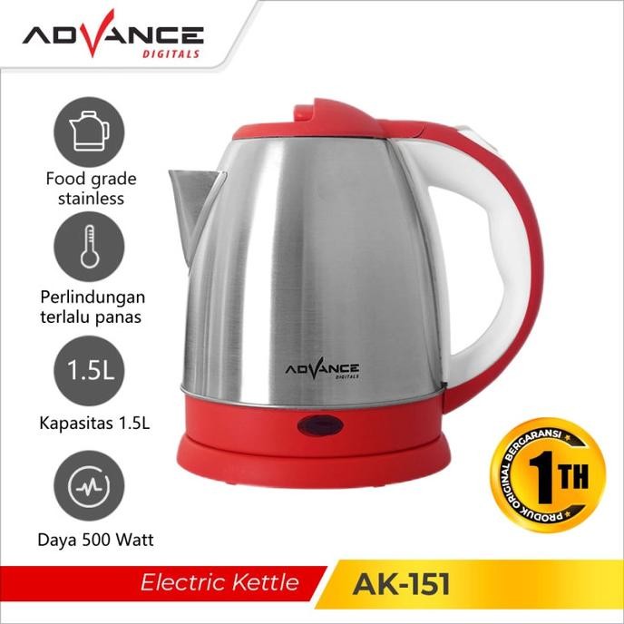 Jual Advance AK-151 Teko Listrik Stainless Pemanas Air Electric Kettle ...