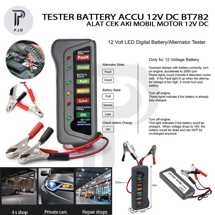 Jual Alat Cek Aki Mobil Motor Test Battery ACCU Volt Tester 12V DC ...