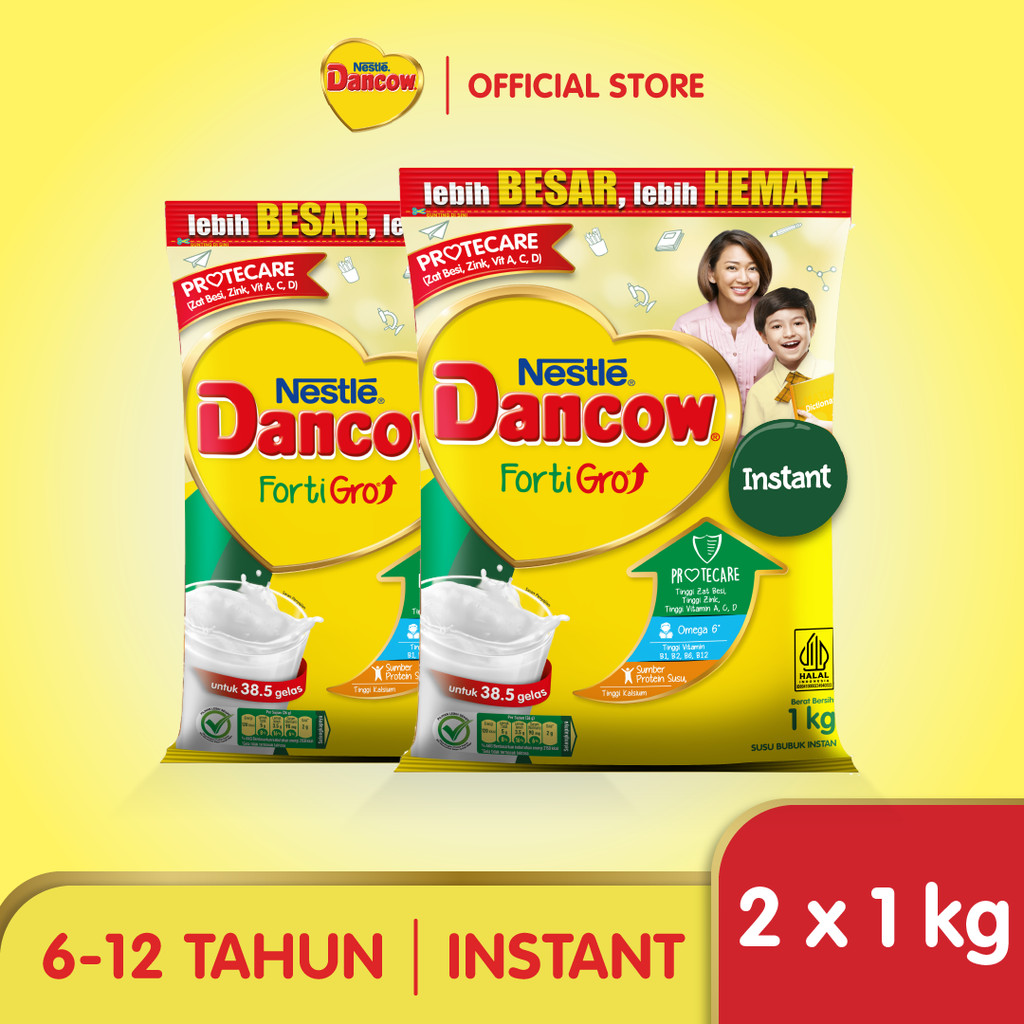 Jual DANCOW Fortigro Susu Bubuk Susu Anak Instant Pouch 1kg x2 | Shopee Indonesia
