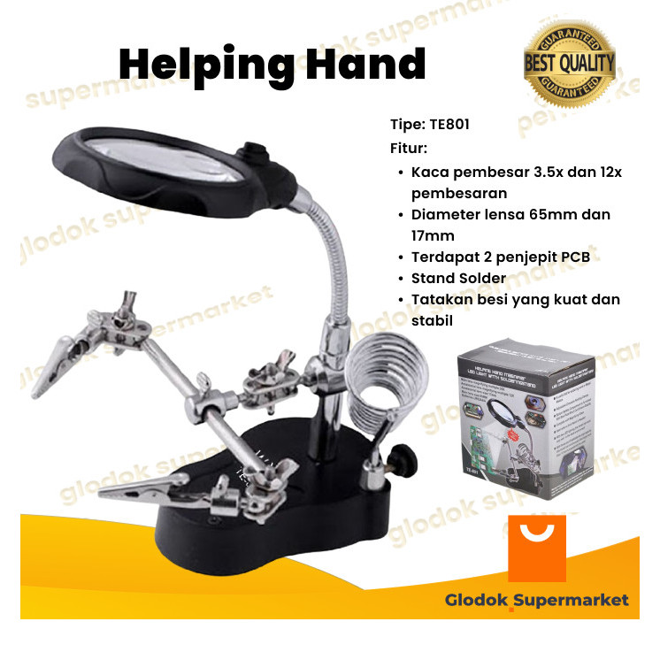 Jual HELPING HAND MAGNIFIER TE801 ALAT BANTU SOLDER KACA PEMBESAR JEPIT ...