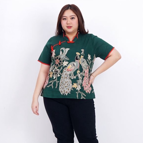 Jual Baju Blouse Atasan Cheongsam Batik Wanita Jumbo Big Size Oversize