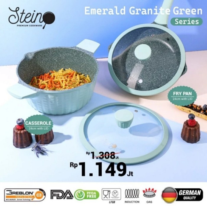 Jual Peralatan Masak Pan Green Series Stein Cookware Emerald Granite ...