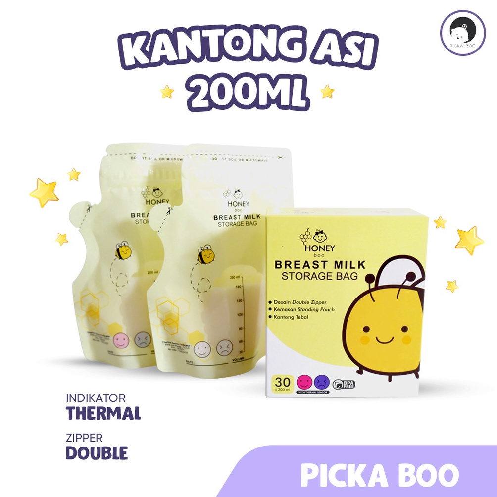 Jual [MBJ34] PICKA BOO Kantong Asi Breast Milk Storage 200 ML isi 30 ...