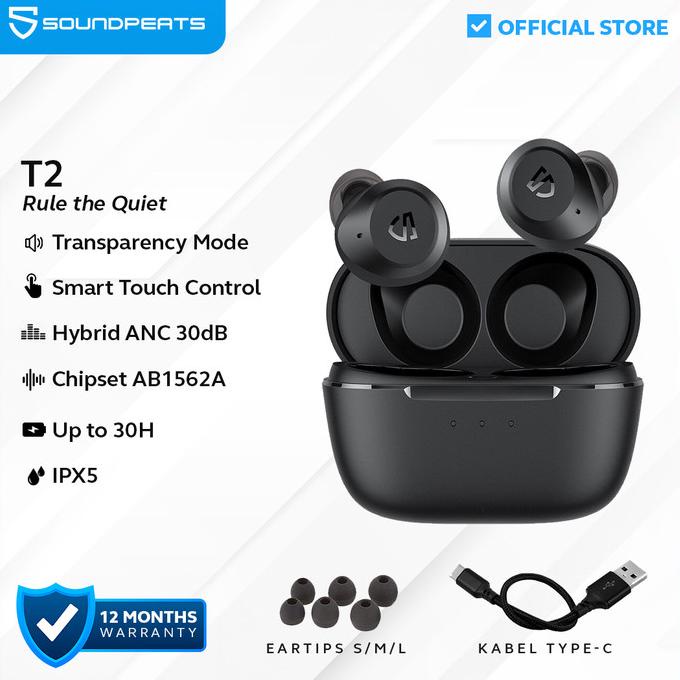 Jual SoundPEATS T2 Hybrid Active Noise Cancelling Wireless Earbuds ...