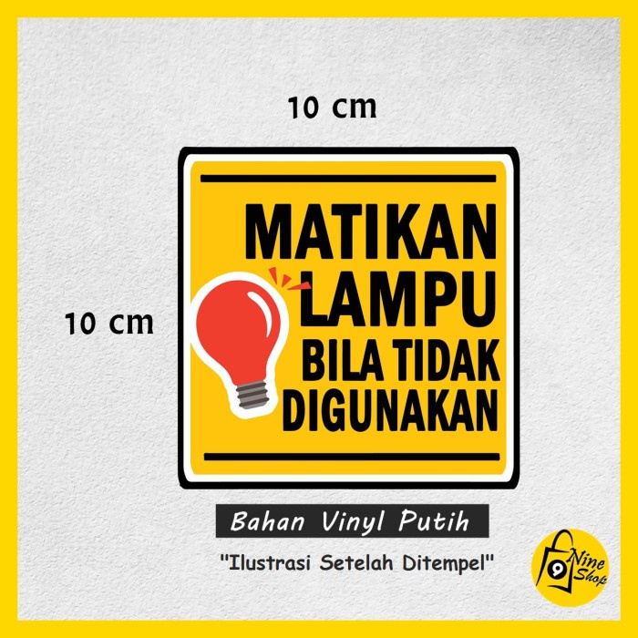 Jual [Wall] Stiker Tanda Hemat Energi Matikan Lampu / Save Energy Sign Sticker [Lucu] | Shopee ...