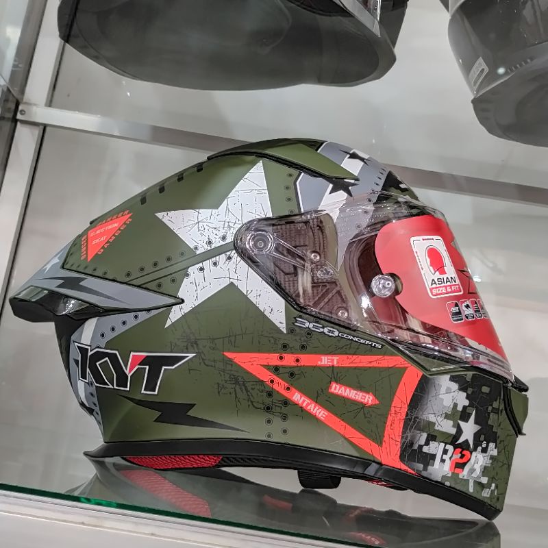 Jual helm fullface kyt r2r assault army dof baru | Shopee Indonesia