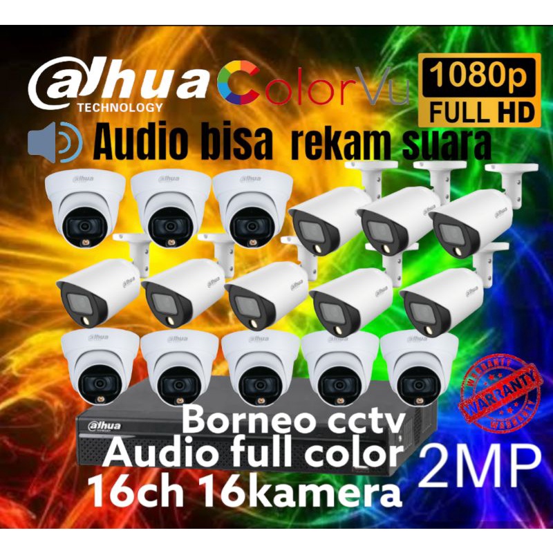 Jual PAKET CCTV DAHUA 2MP 16 CHANNEL 16 KAMERA COLORVU AUDIO FULL COLOR ...