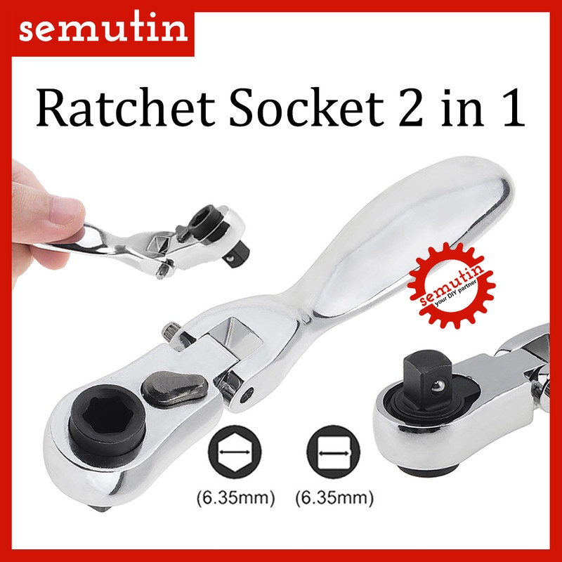 Jual Mini Ratchet Socket 2 in 1 / Kunci Pas Sok 6.35mm Ring L 1/4 inch ...