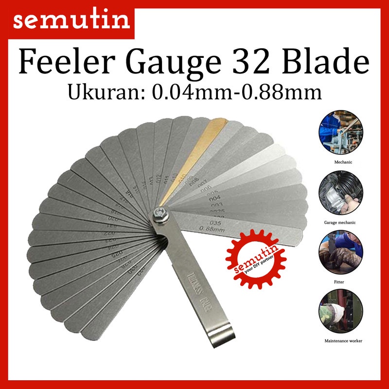 Jual Feeler Gauge 32 Blade 0.04-0.88mm / Thickness Stel Klep / Pengukur ...