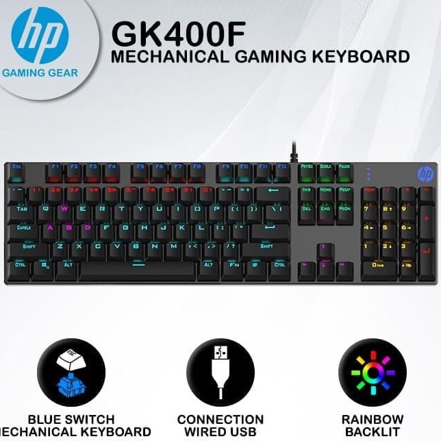 Jual Diskon HP Keyboard Gaming GK400F - RGB Blue Switch Mechanical ...