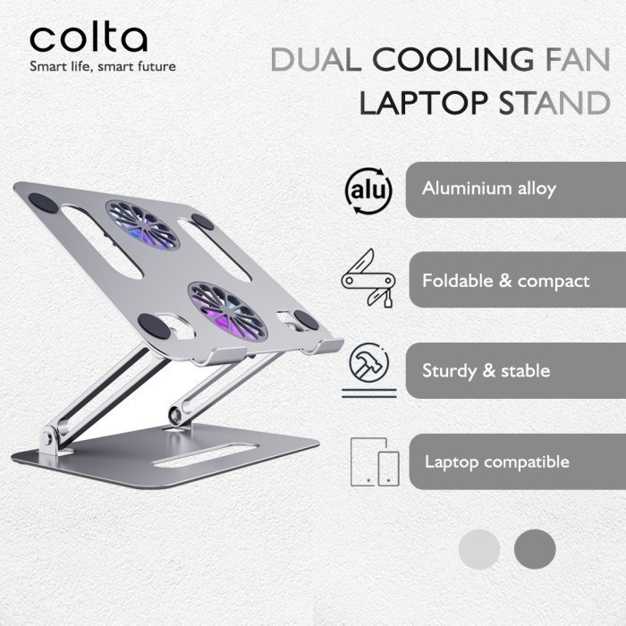 Jual Colta Aluminium Laptop Stand Holder with Dual Fan Cooler Dudukan ...