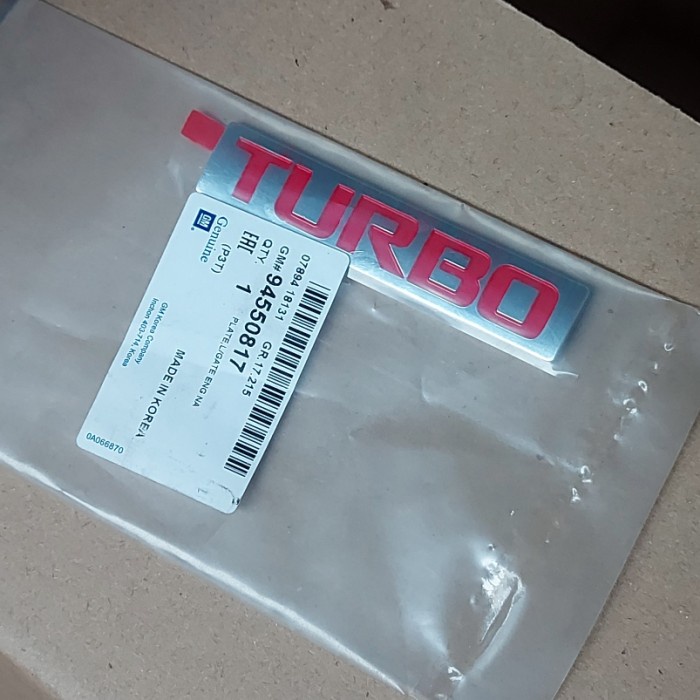 Jual EMBLEM TULISAN TURBO CHEVROLET TRAX ORIGINAL GM best seller ...