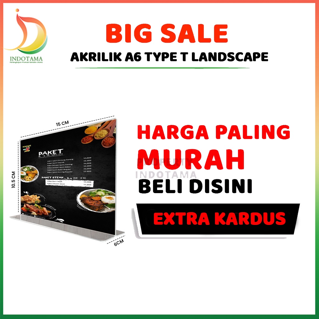 Jual Standing Akrilik Tent Card Brosur Type T Landscape Ukuran A4, A5 ...
