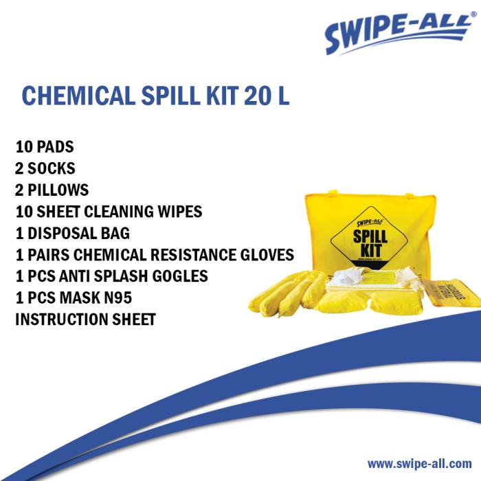 Jual SWIPE-ALL CHEMICAL SPILL KIT 20 L WITH BAG | Shopee Indonesia
