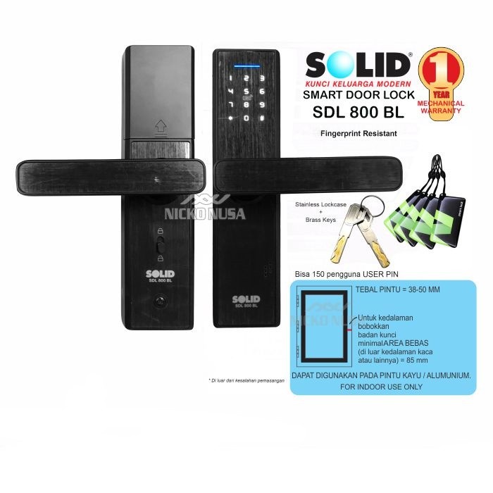 Jual SMART DOOR LOCK SOLID SDL 800 BL | Shopee Indonesia