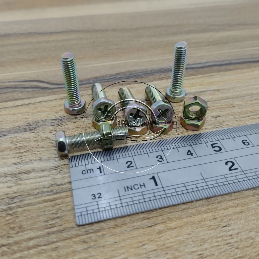 Jual Baut Dwi Fungsi M5X20 Baud Mur Aki M5 X 20 Kunci 8 Panjang 2Cm 2 Cm Obeng Plus Pitch Drat 0 ...