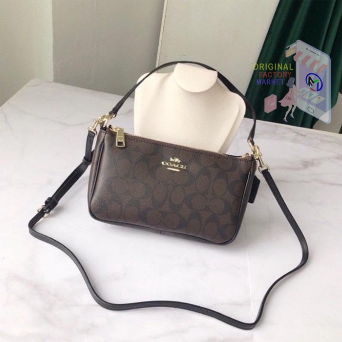 Jual (100% ORIGINAL) Tas COACH Signature Top Handle Pouch Mahogany ...