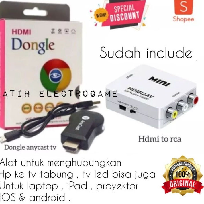 Jual WDR475 ANYCAST DONGLE SCREEN MIRRORING HP KE TV / SATU PAKET ALAT ...